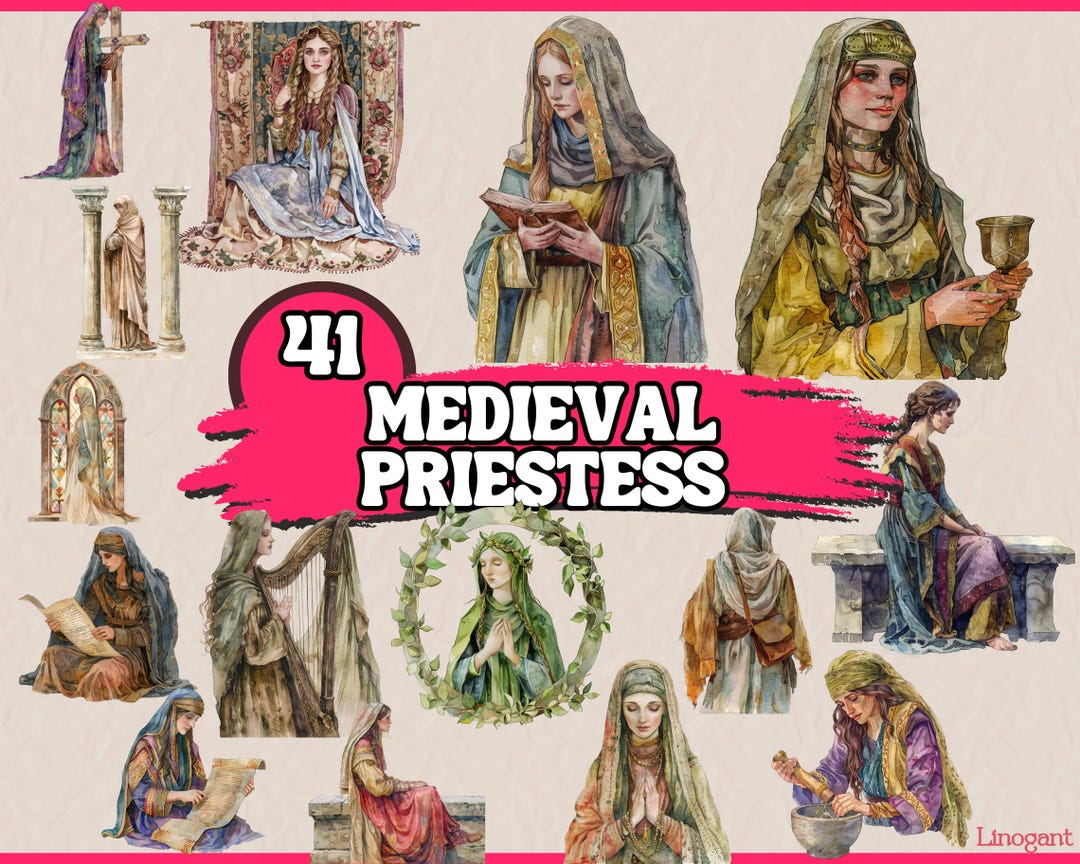 41 PNG Watercolor Medieval Priestess Clipart, Christianity Preacher ...