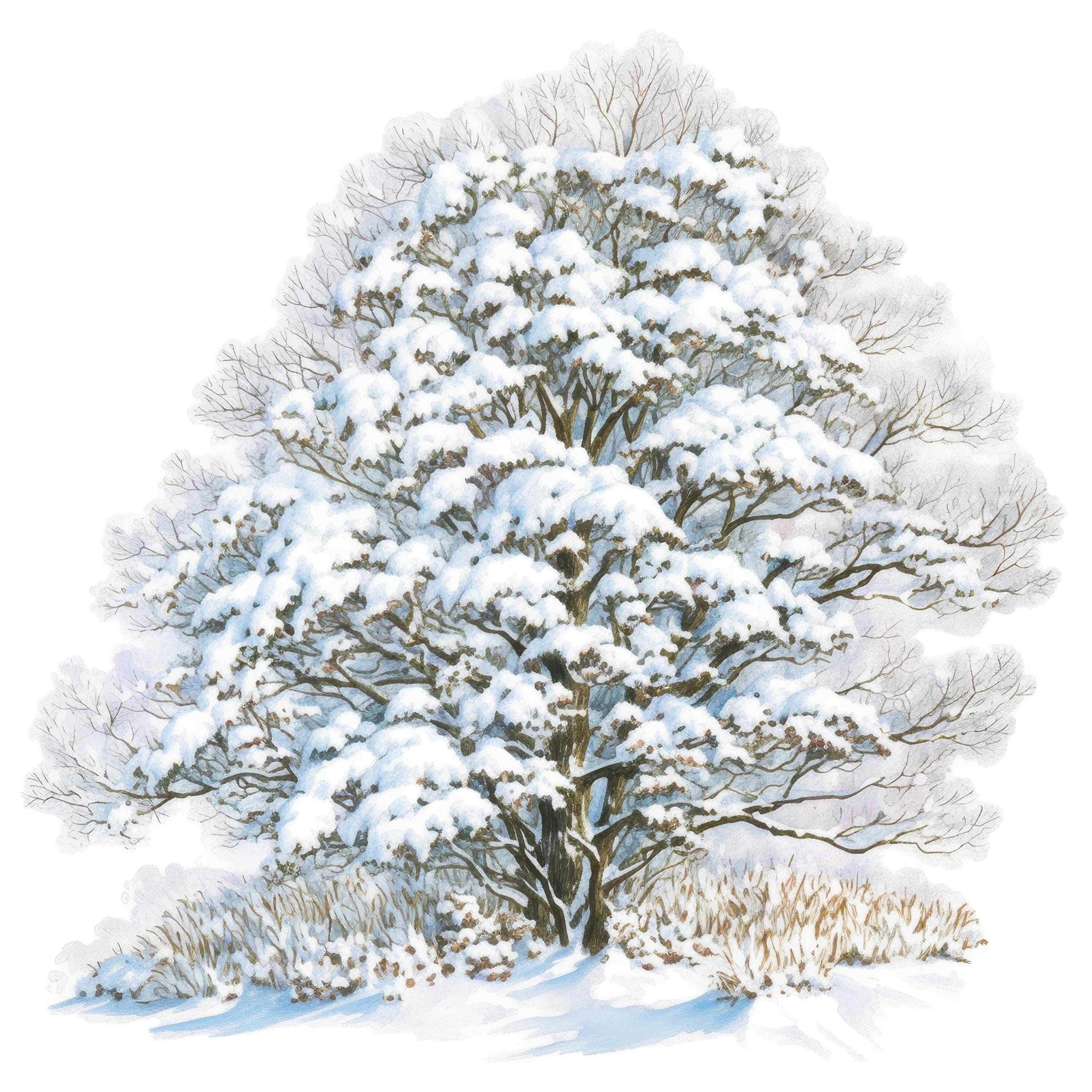 13 Cozy Winter Tree Clipart Bundle, Snow Covered Tree Illustration ...