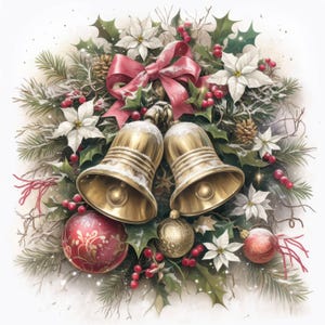 10 Christmas Bells Clip Art, Christmas Decoration Clipart, Printable ...