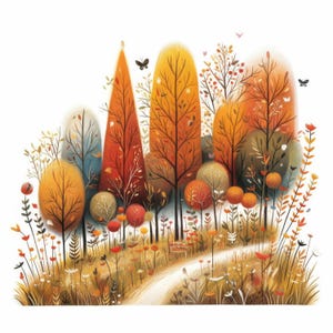 Whimsical Autumn Woodland Clip Art 10 High Res Watercolor Jpgs for Junk ...