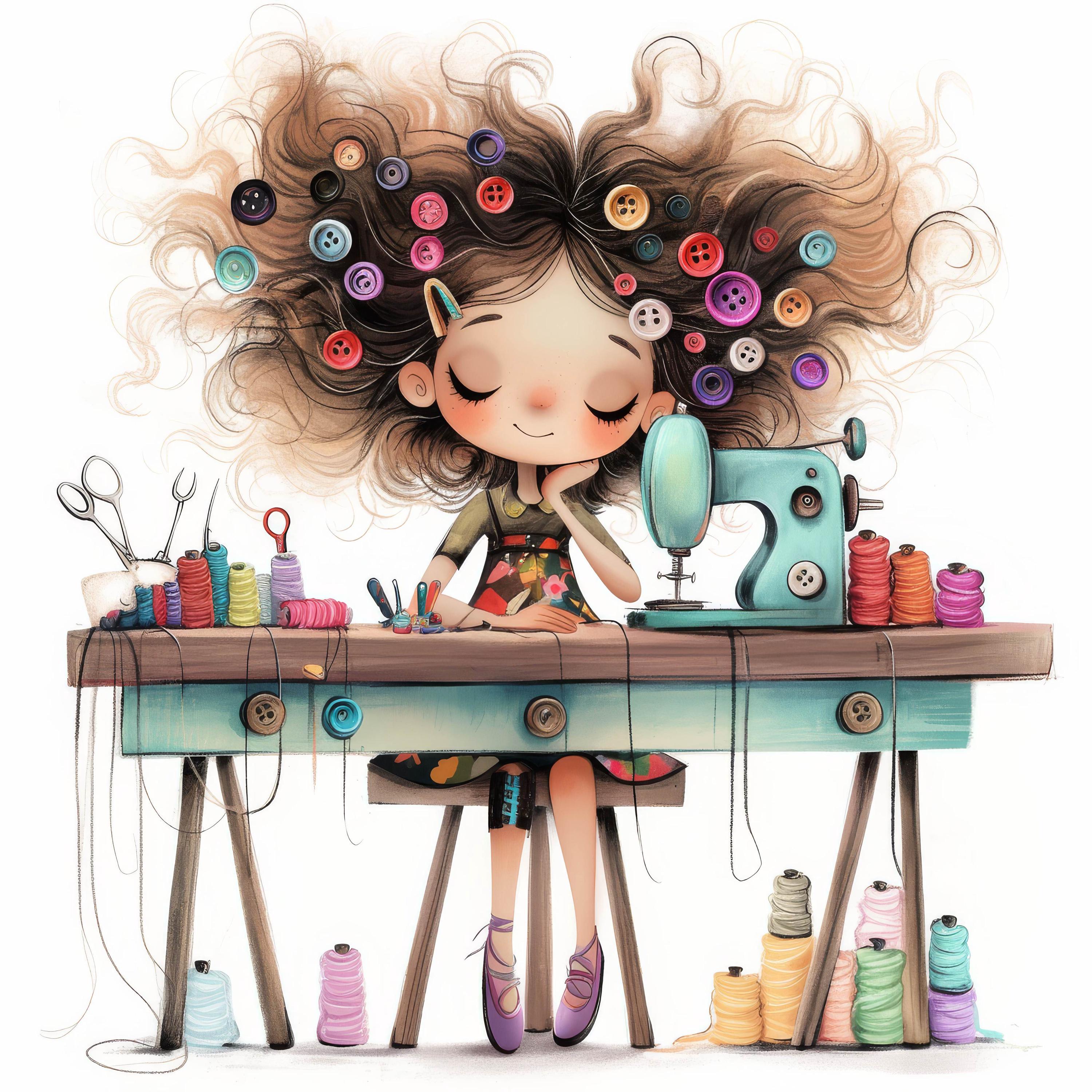 Whimsical Sewing Clip Art 10 High Res Watercolor Jpgs for Junk ...