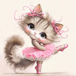 11 Kitten in Tutu Skirt Clipart | Little Cat | Printable Watercolor ...