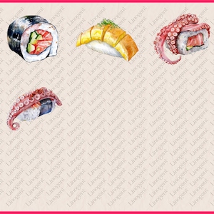 40 PNG Sushi Clipart, Watercolor Japanese Sea Food Clipart, Delicious ...