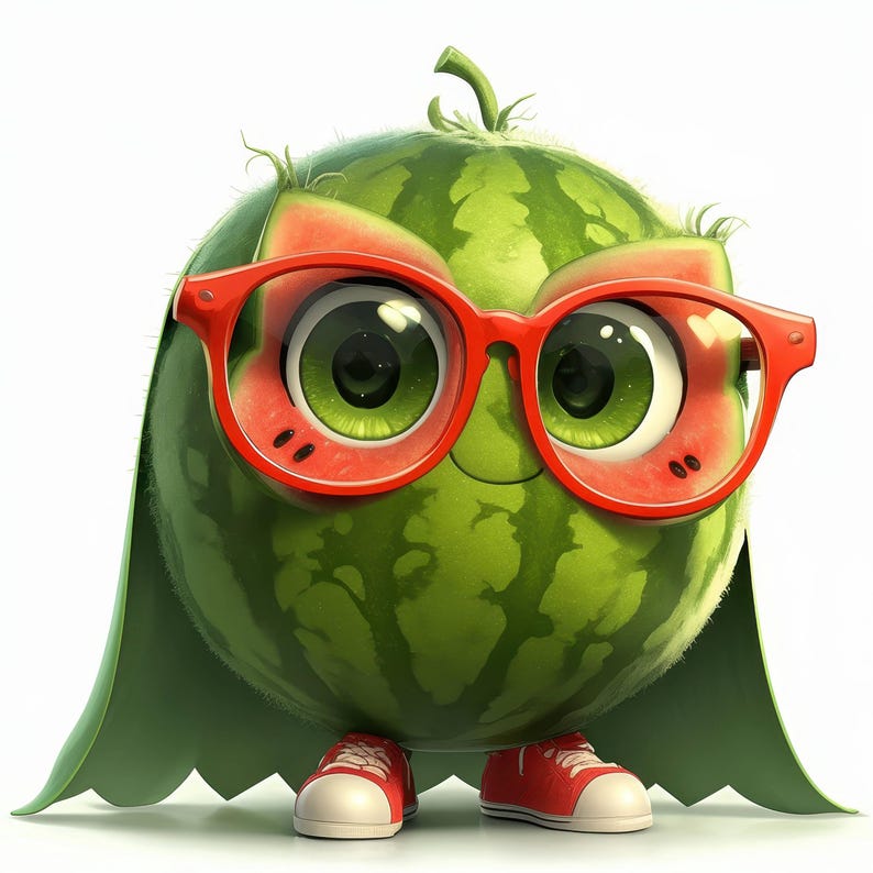 10 Cute Watermelon Clipart Bundle, Summer Fruit Illustration, Printable ...