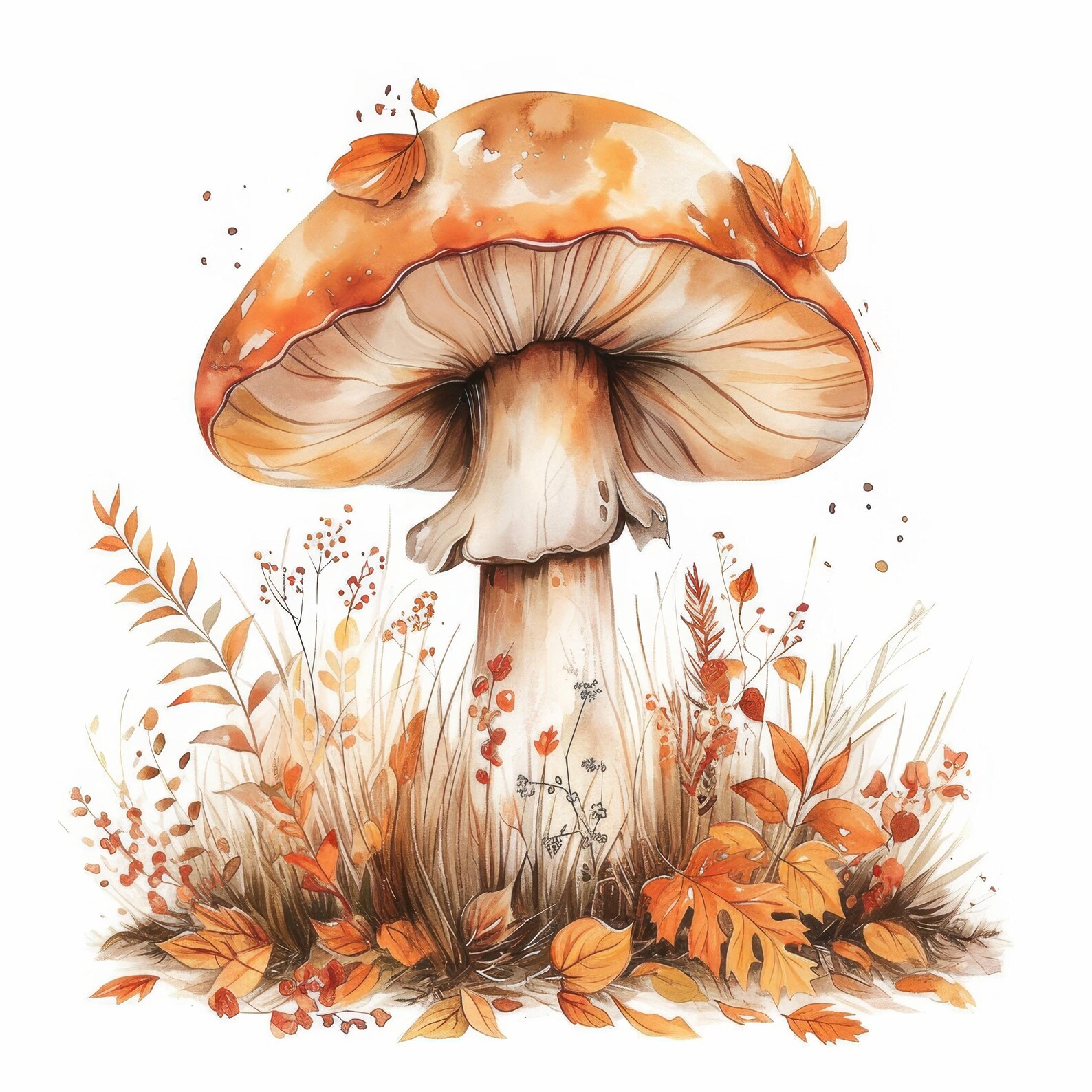 14 Mushroom and Fall Foliage Clipart Bundle, Woodland Harvest ...