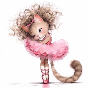 11 Kitten in Tutu Skirt Clipart | Little Cat | Printable Watercolor ...