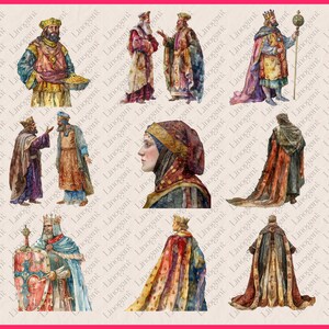 Watercolor Medieval Royal Person Clipart, Middle Age Noble People Clip ...