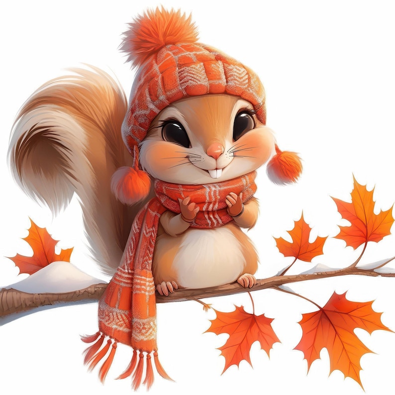 11 Cute Fall Squirrel Clipart Bundle, Autumn Woodland Animal ...