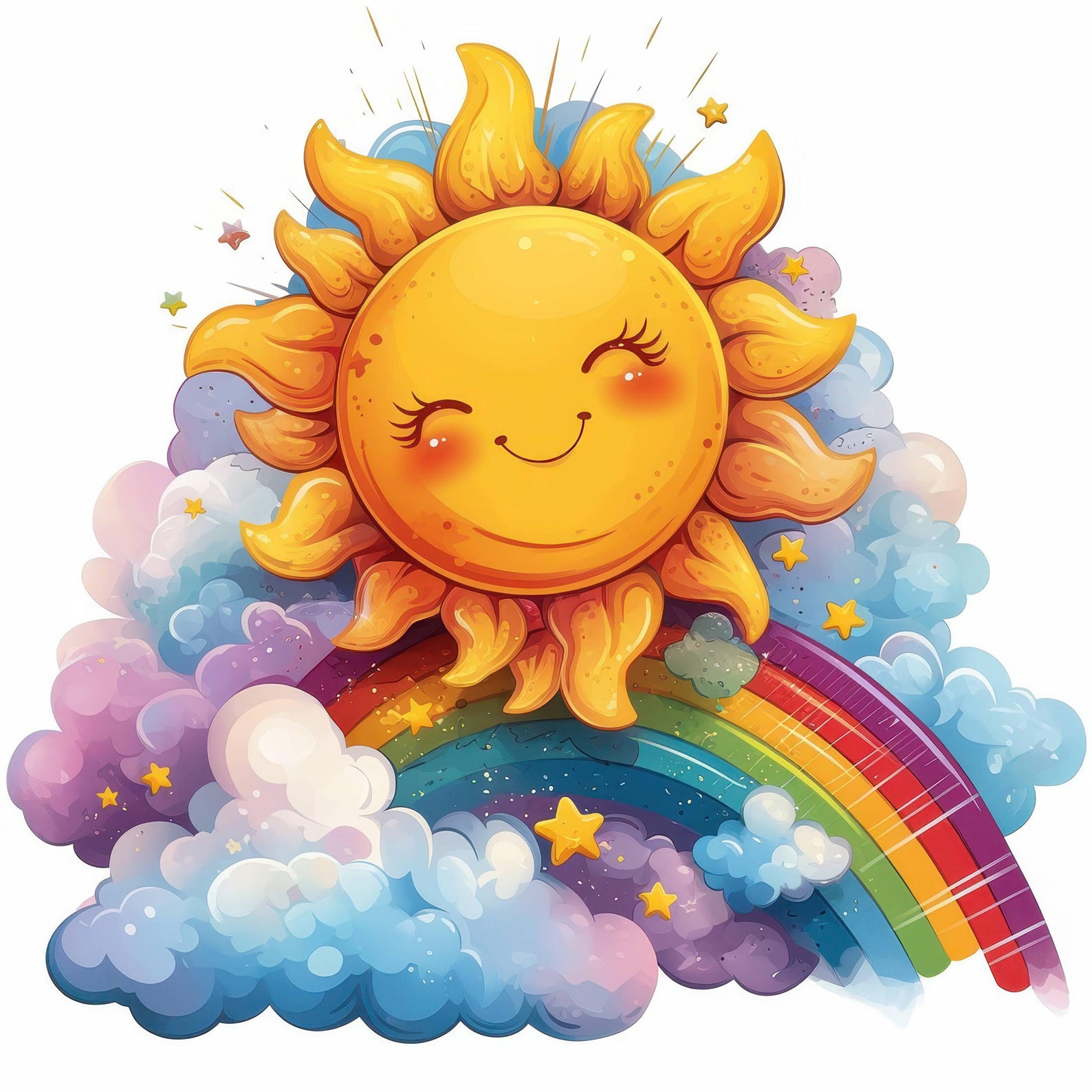 10 Sun and Rainbow Clipart Bundle, Cheerful Weather Scene Illustration ...