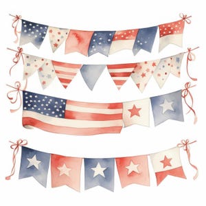 10 USA Flag Clipart Bundle, American Party Bunting Illustration ...
