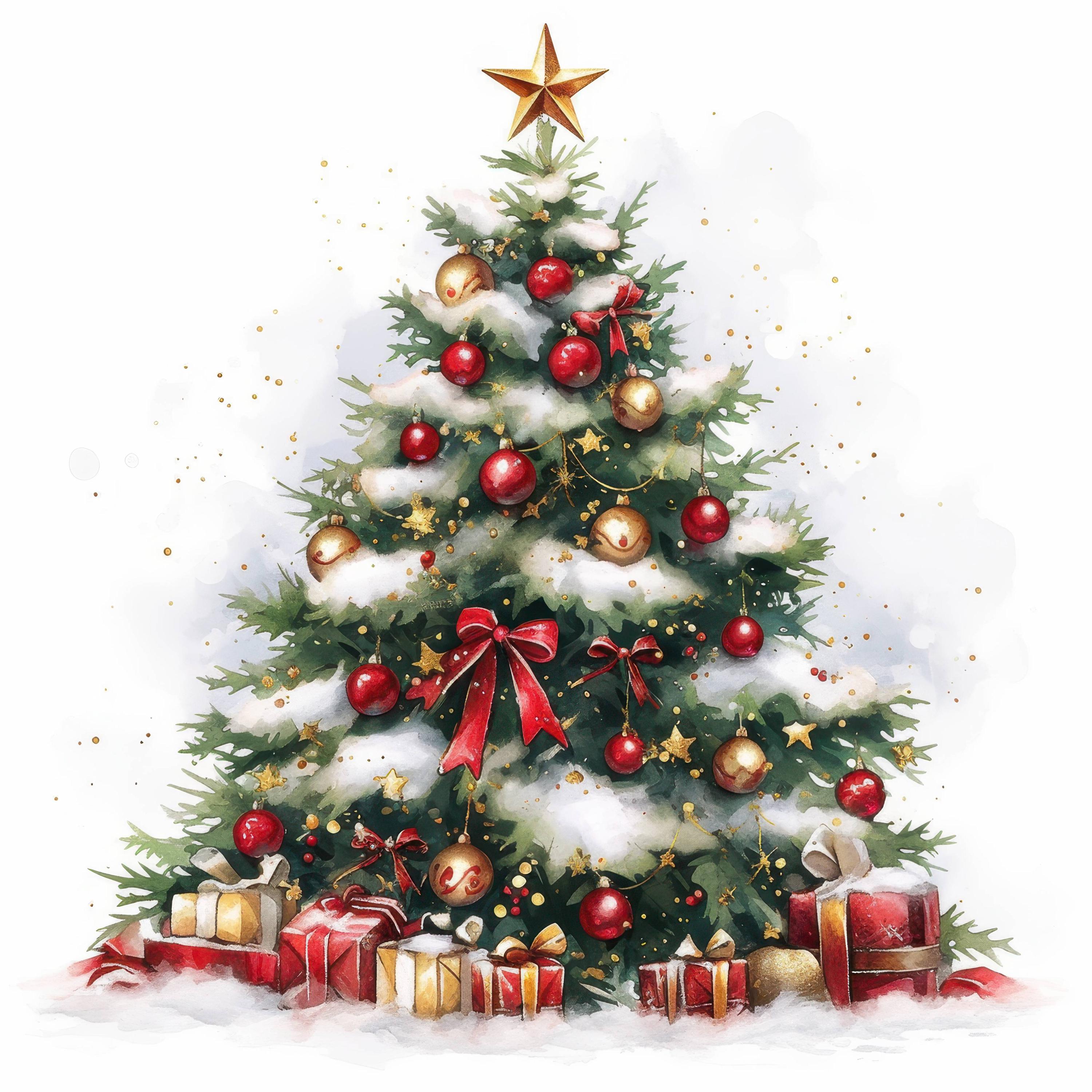 13 Snowy Pine Tree Clipart Bundle, Festive Winter Tree Illustration ...