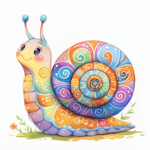 10 Happy Little Snail Clipart Bundle, Animal Illustration, Printable ...