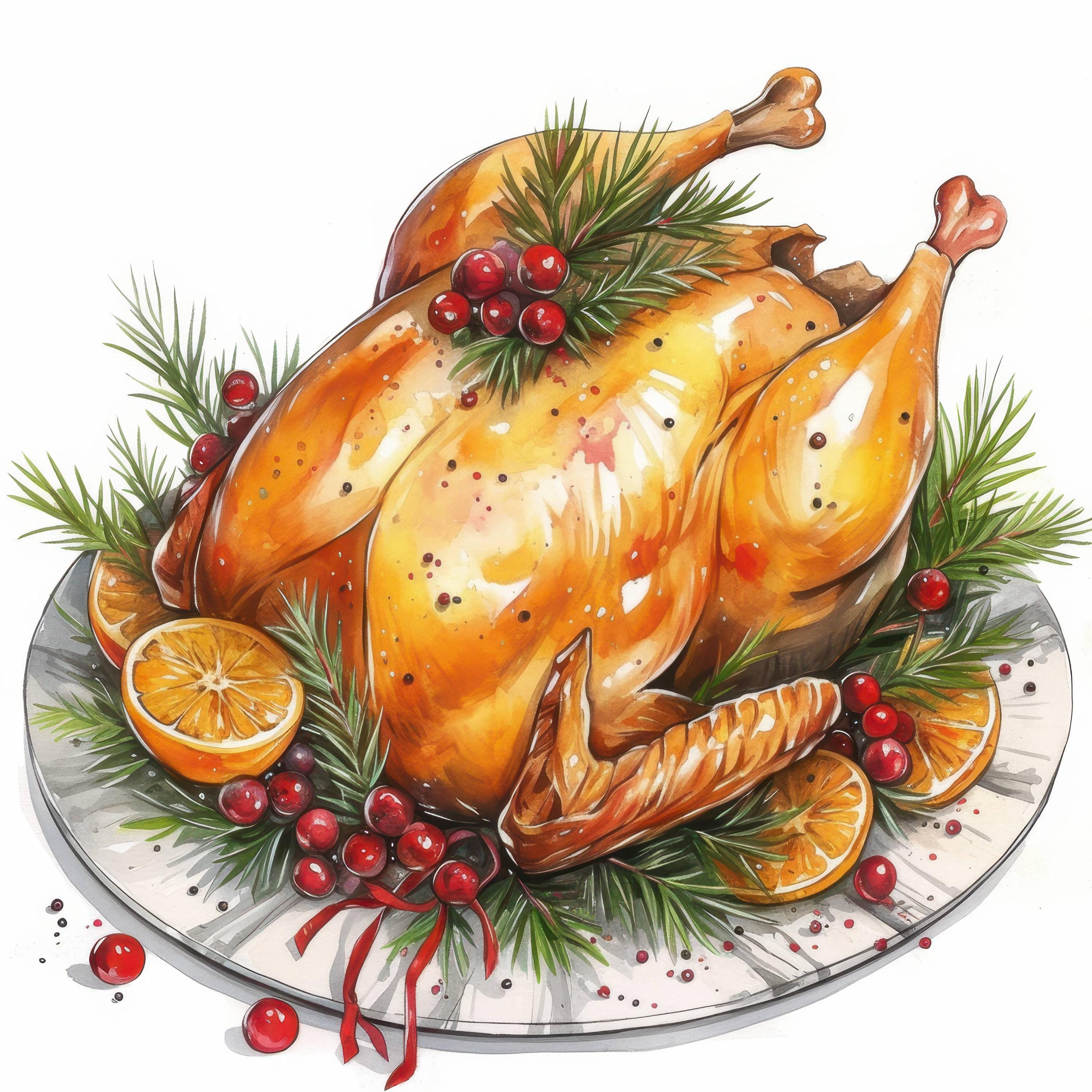 11 Roast Turkey Clipart Bundle, Festive Holiday Feast Illustration ...
