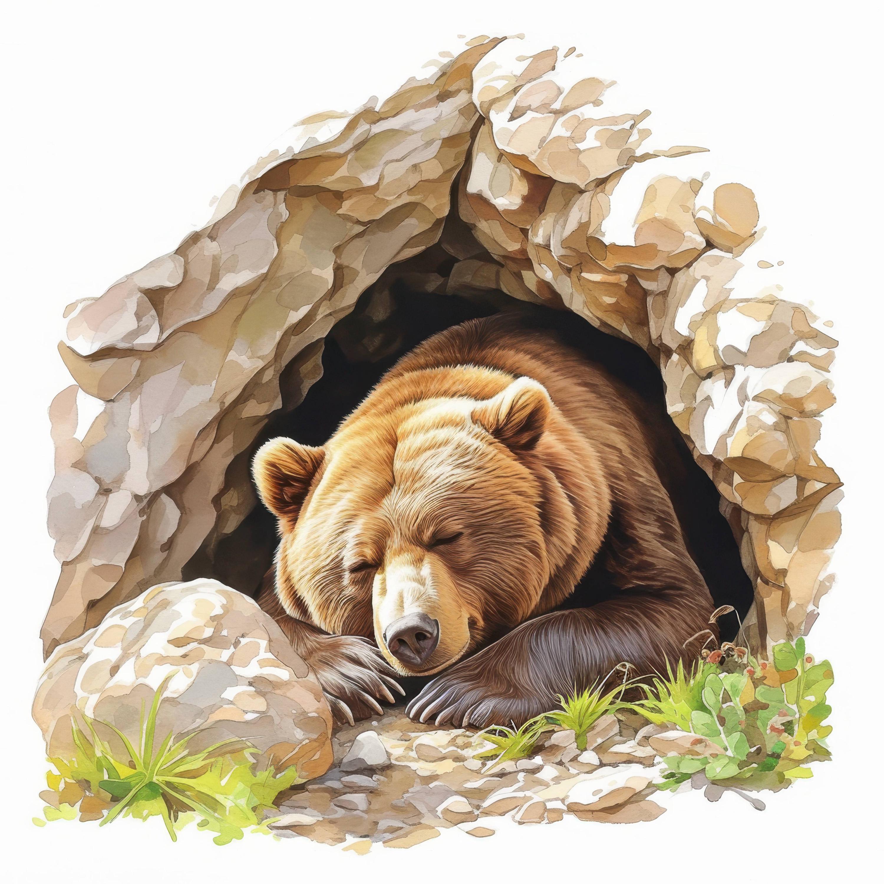 11 Sleeping Bear Cave Clipart Bundle, Cozy Wildlife Illustration ...