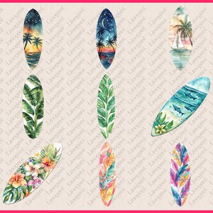 Watercolor Surfboard Clipart Bundle, Summer PNG Clip Art Set,surfing ...