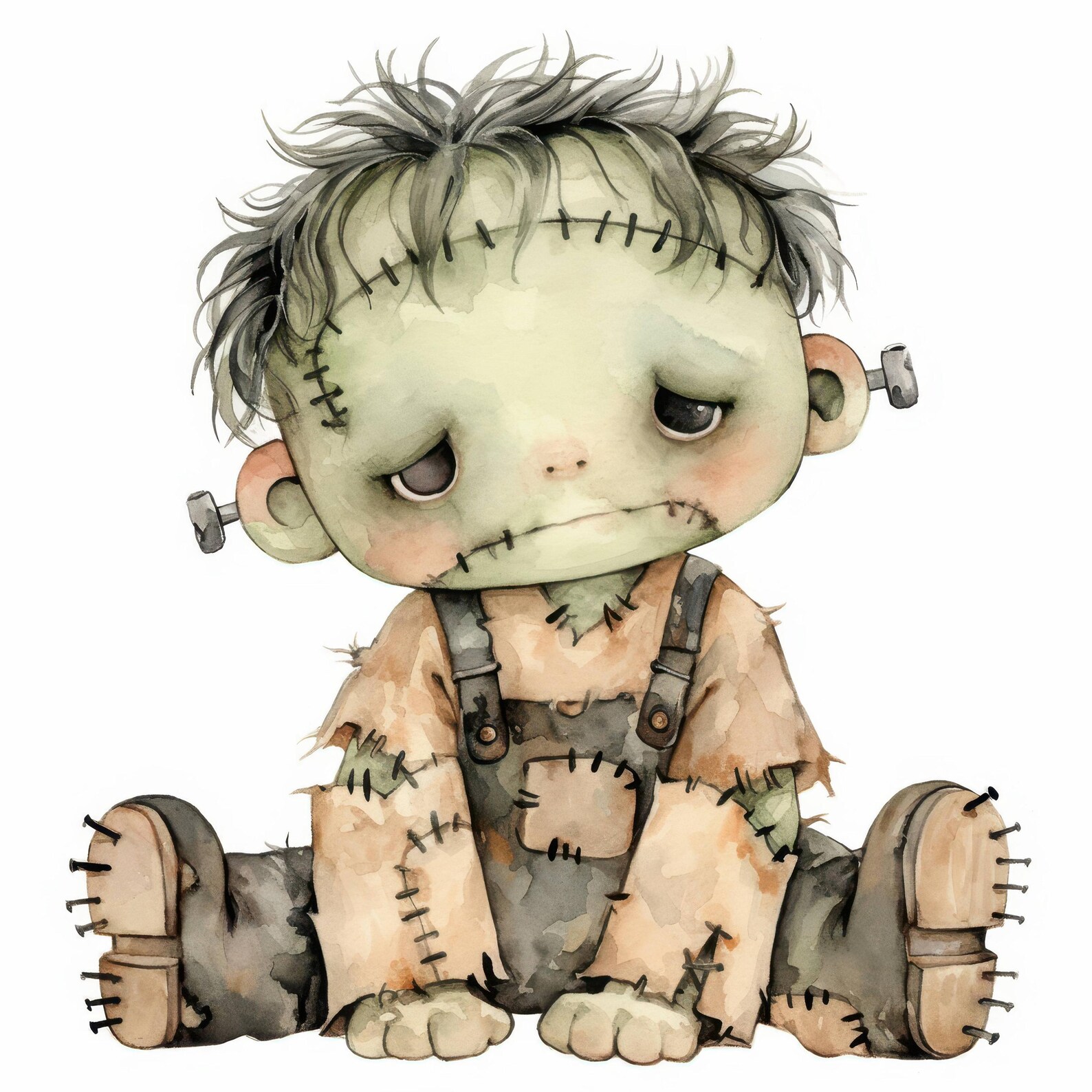 16 Cute Zombie Boy Clipart Bundle, Halloween Child Illustration ...