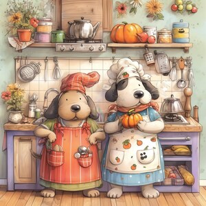 11 Dogs in the Kitchen Clipart Bundle, Chef Dogs Illustration ...