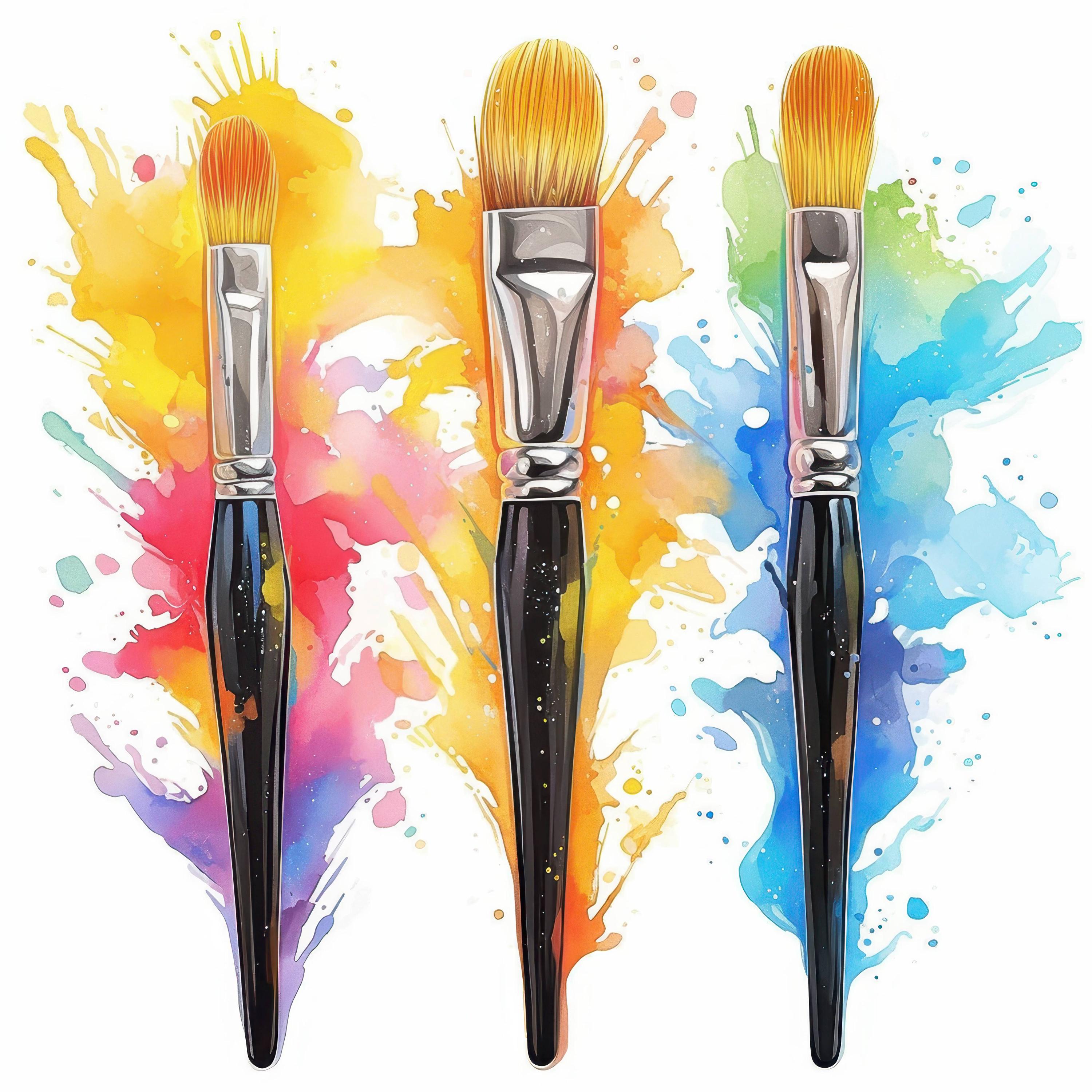 18 Paint Brushes Clipart Bundle, Artistic Watercolor Tools Illustration ...