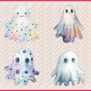 42 PNG Watercolor Cute Ghost Clipart, Minimalist Ghosts, Halloween ...