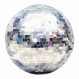12 Silver Disco Balls Clipart Bundle, Retro Party Illustration ...