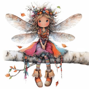 Whimsical Pixie Clip Art 11 High Res Watercolor Jpgs for Junk Journals ...