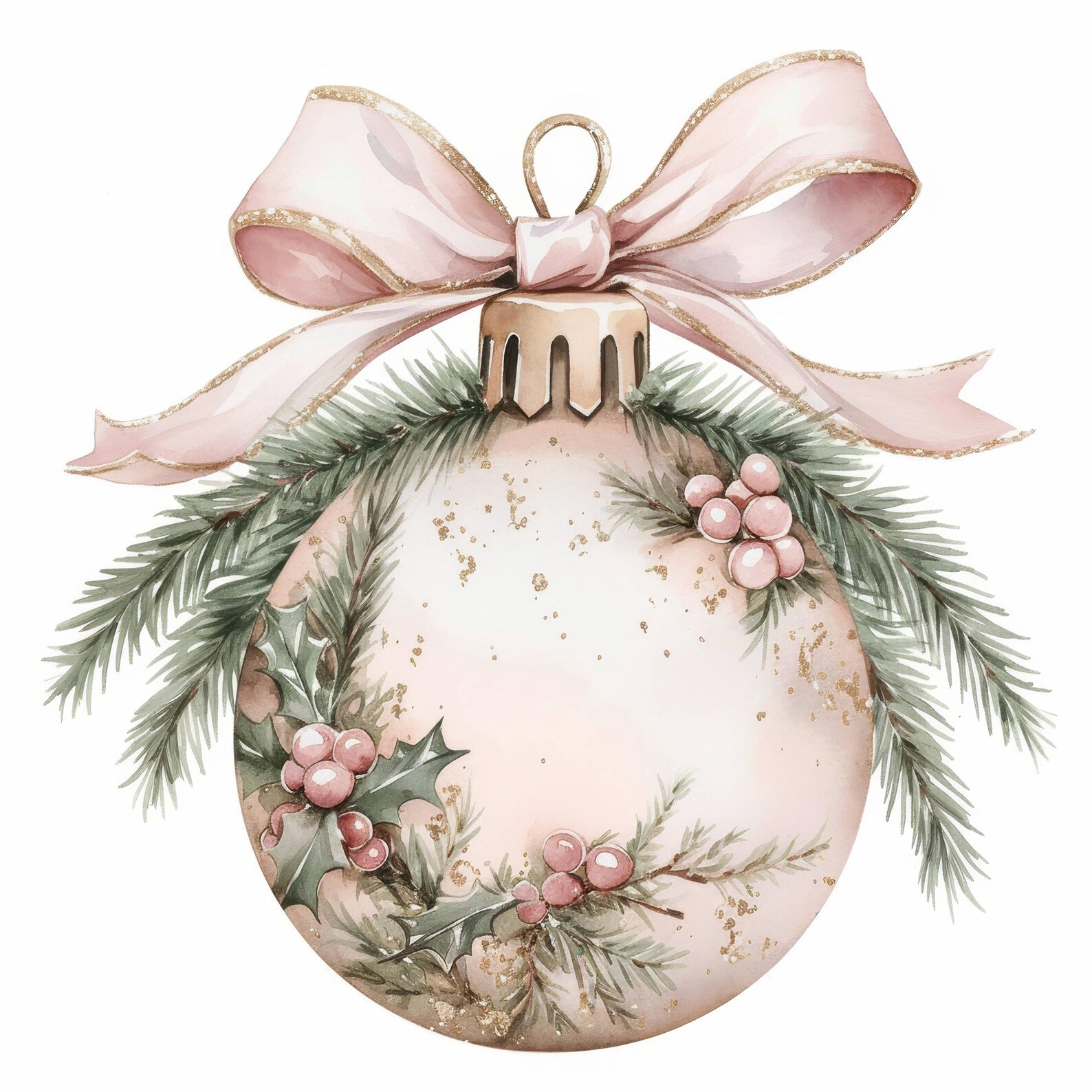 11 Pink Christmas Decor Clipart Bundle, Xmas Ornaments Design ...