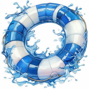 Life Buoy Clipart 10 High Res Watercolor Jpgs, Junk Journaling, Card ...