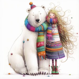 Whimsical Polar Bear Clipart 12 High Res Watercolor Jpgs for Junk ...