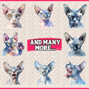 89 Sphnyx Cat Clipart | Cat Sublimation Bundle | Printable Watercolor ...