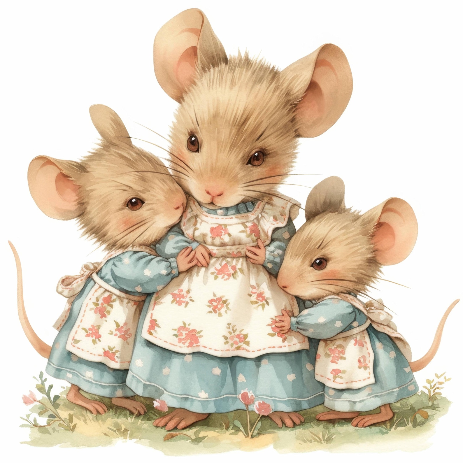 10 Mouse Family Clipart Bundle, Cute Vintage Style Illustration ...