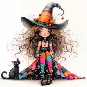 Quirky Blessed Witch Art 12 High Res Watercolor Jpgs for Junk Journals ...