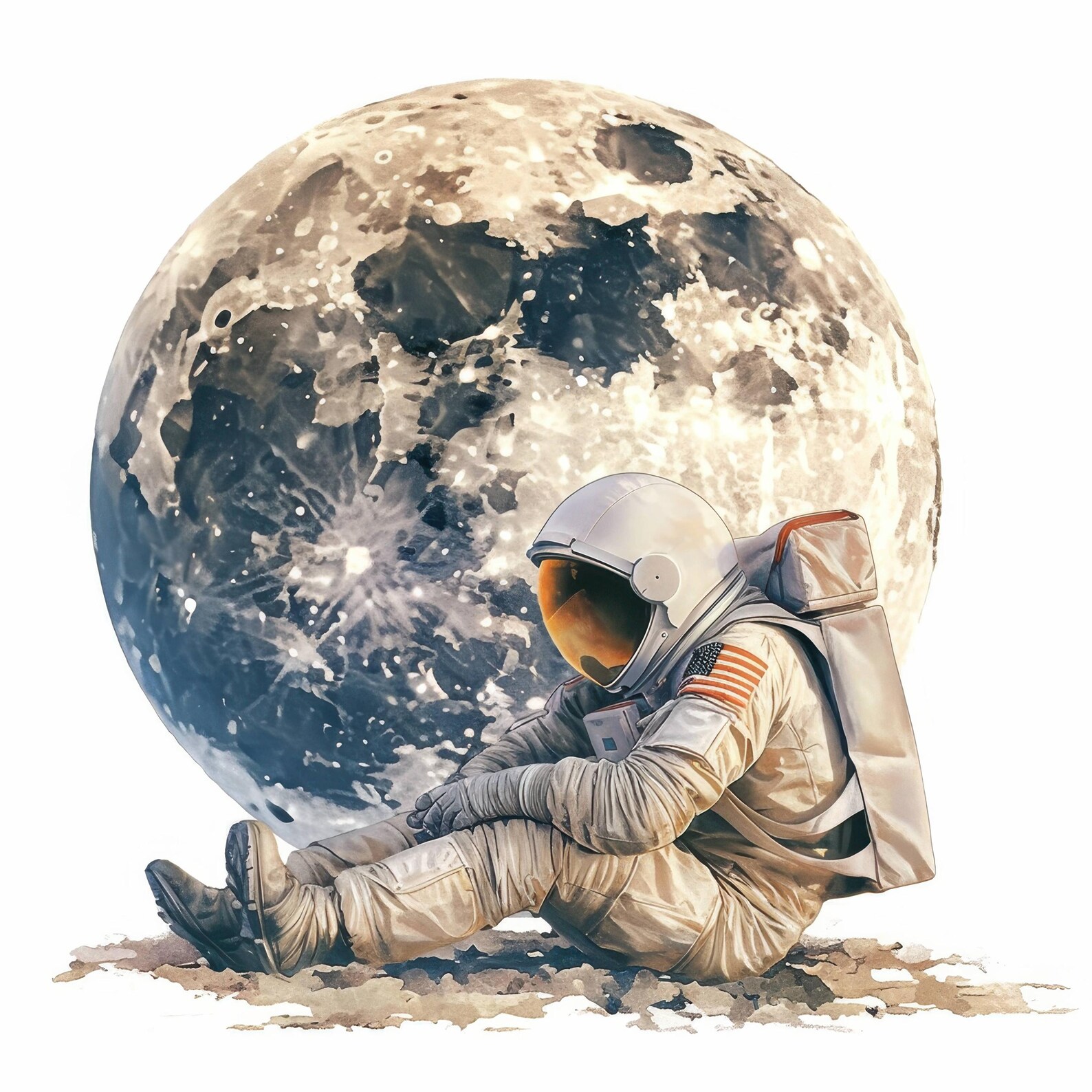 12 Astronaut Hugging Moon Clipart Bundle, Space Love Illustration ...