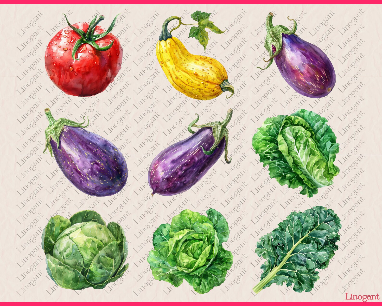 Watercolor Vegetables Clipart Bundle, Food Clip Art Set, Veggie PNG ...