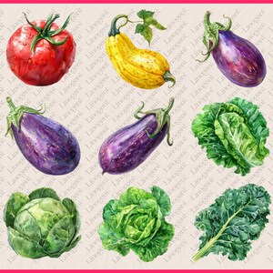 Watercolor Vegetables Clipart Bundle, Food Clip Art Set, Veggie PNG ...