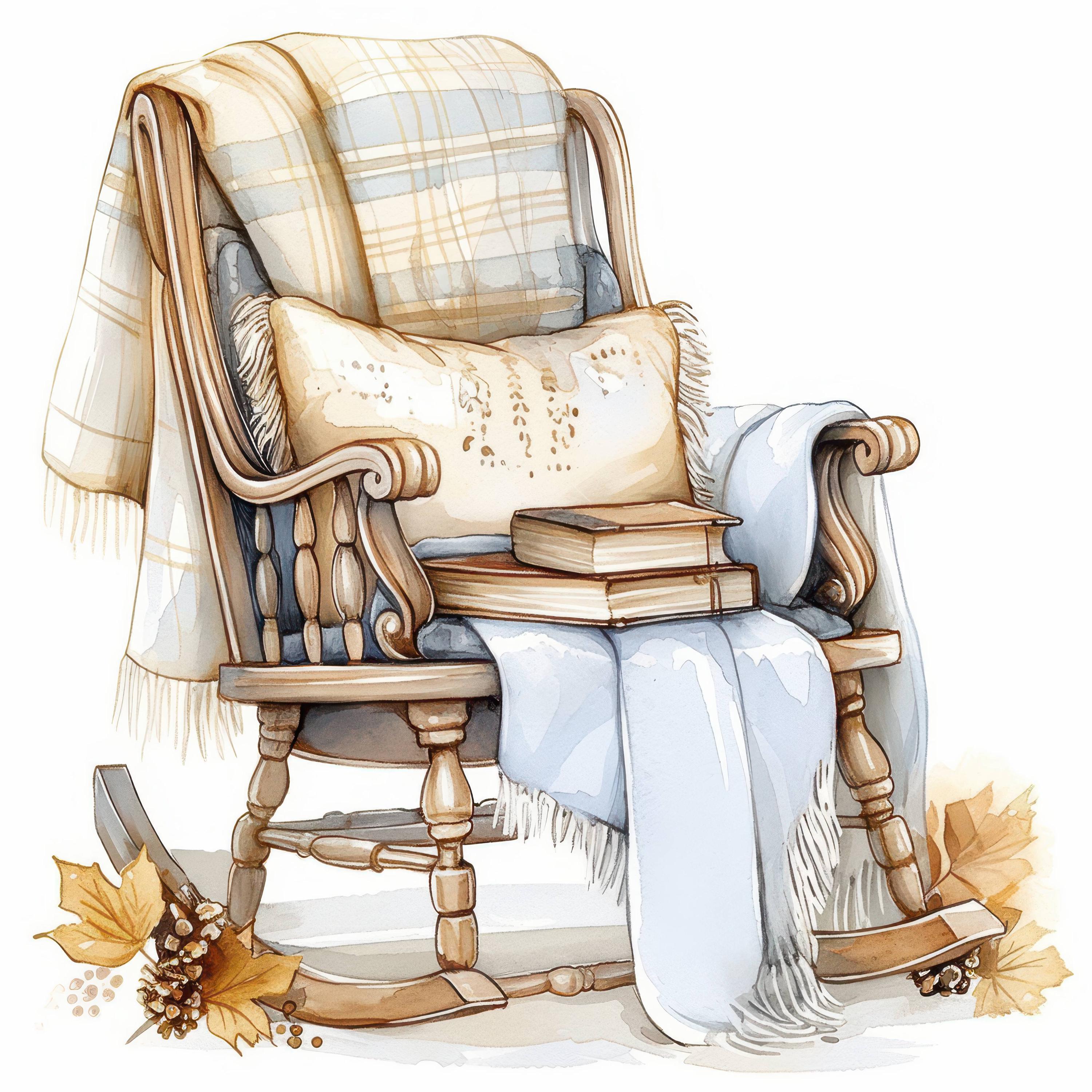 16 Winter Rocking Chair Clipart Bundle, Fireside Relaxation ...