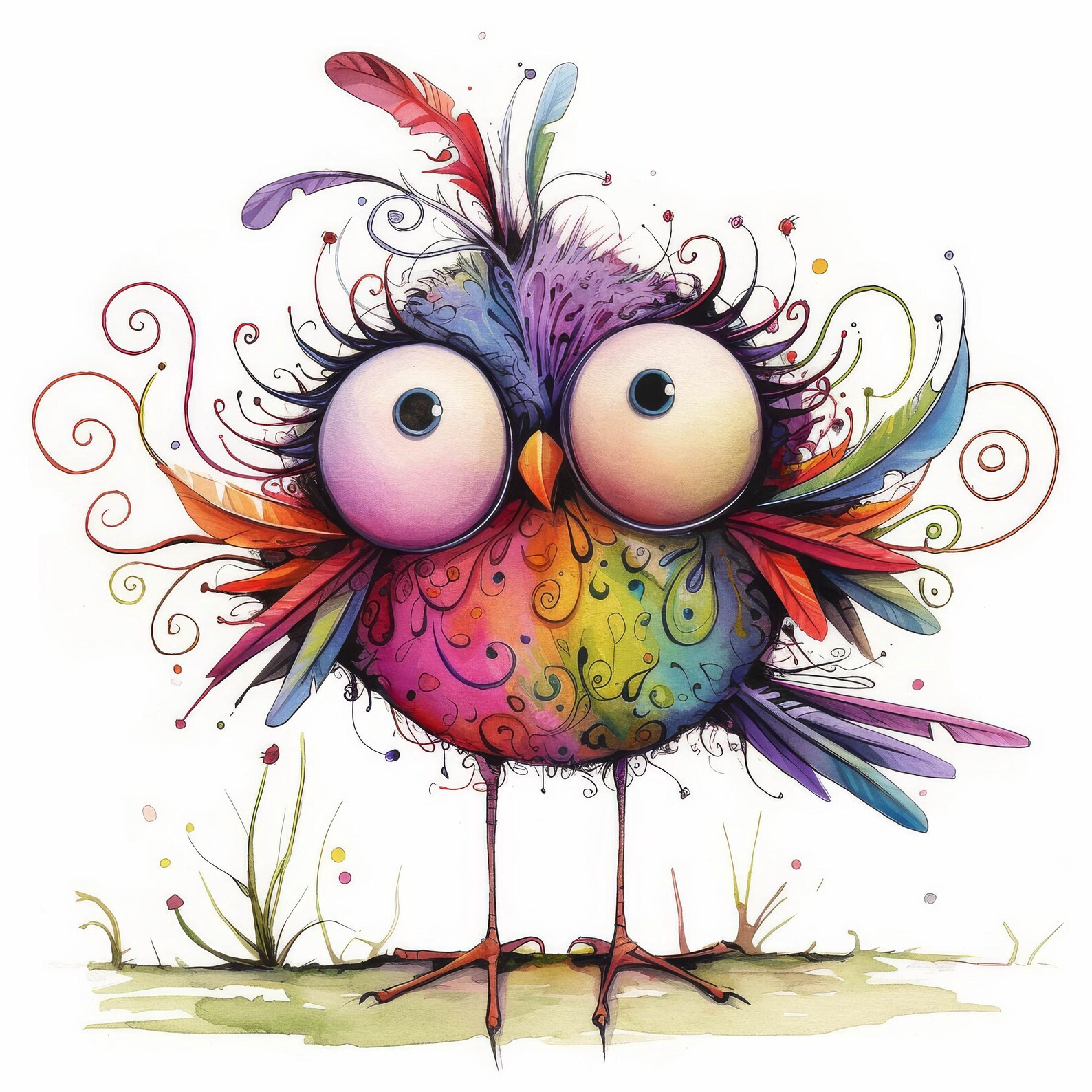 Frazzled Bird Clip Art 13 High Res Watercolor Jpgs for Junk Journaling ...