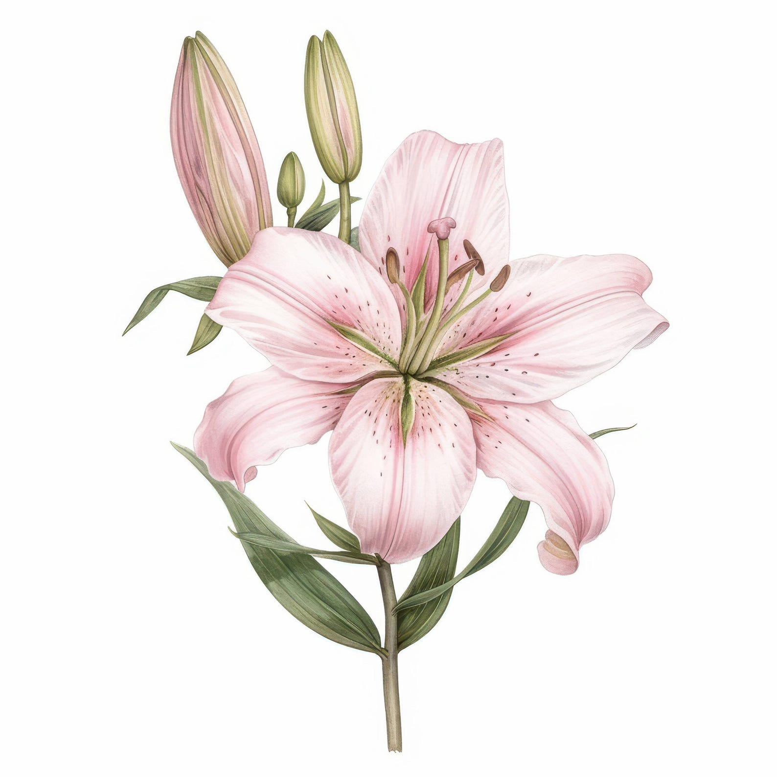 10 Pink Lily Clipart Bundle, Elegant Garden Flower, Printable ...