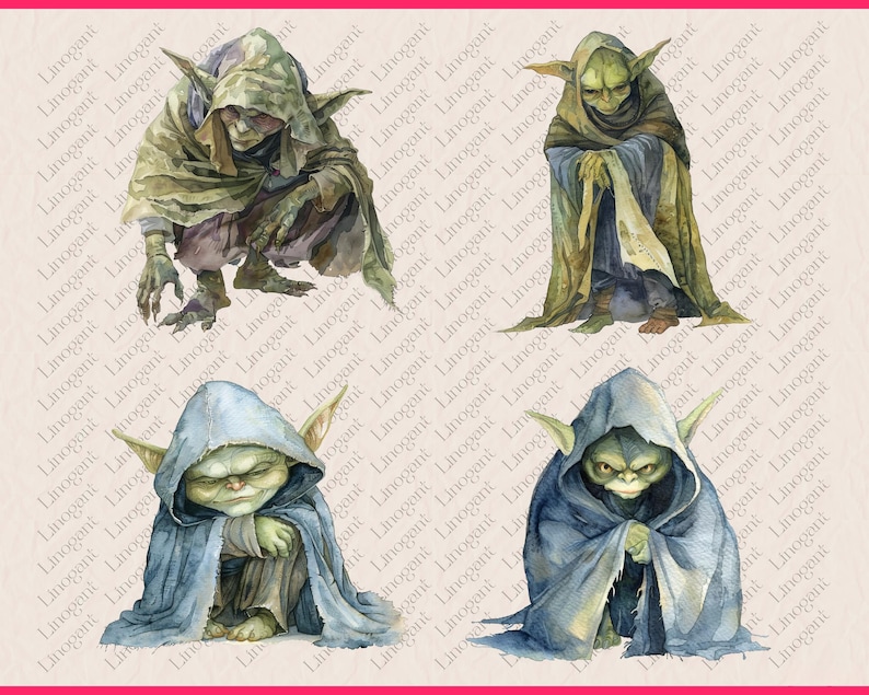 24 PNG Sneaky Goblin Clipart, Watercolor Fantasy Goblins Clipart ...