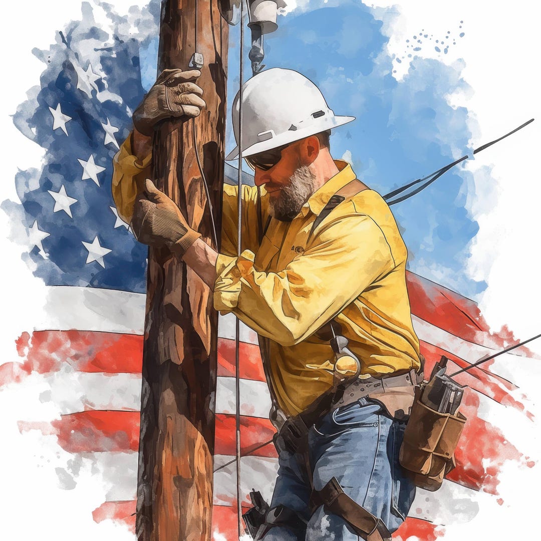 11 Lineman Clipart Bundle, Utility Worker Character Illustration ...