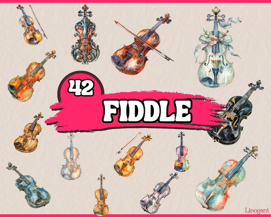 Watercolor Fiddle Clipart Bundle, Musical Instruments Clip Art Set ...