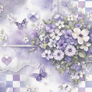 Purple Calico Paper Clip Art Bundle 12 High Res Watercolor Jpgs for ...