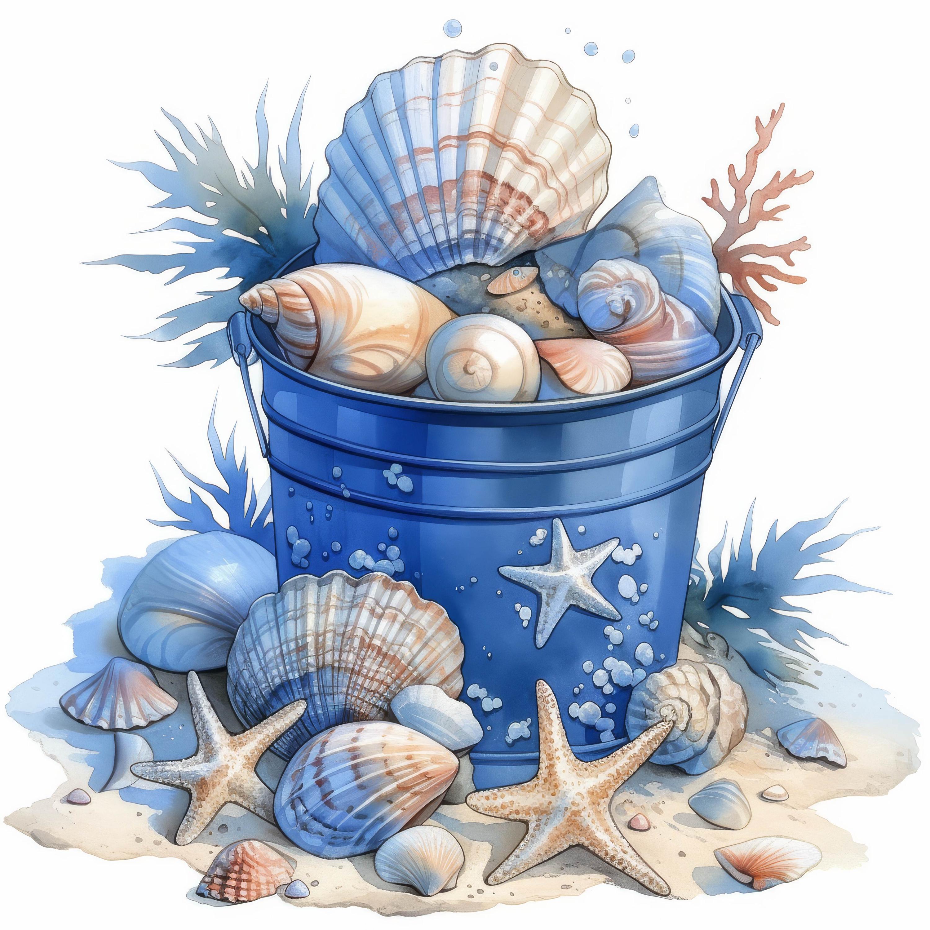 Sea Shell Scenery Clipart 11 High Res Watercolor Jpgs, Junk Journals ...