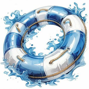 Life Buoy Clipart 10 High Res Watercolor Jpgs, Junk Journaling, Card ...