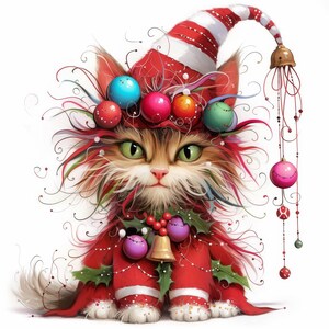 12 Cute Christmas Cat Clipart | Santa Cat Clipart | Printable ...