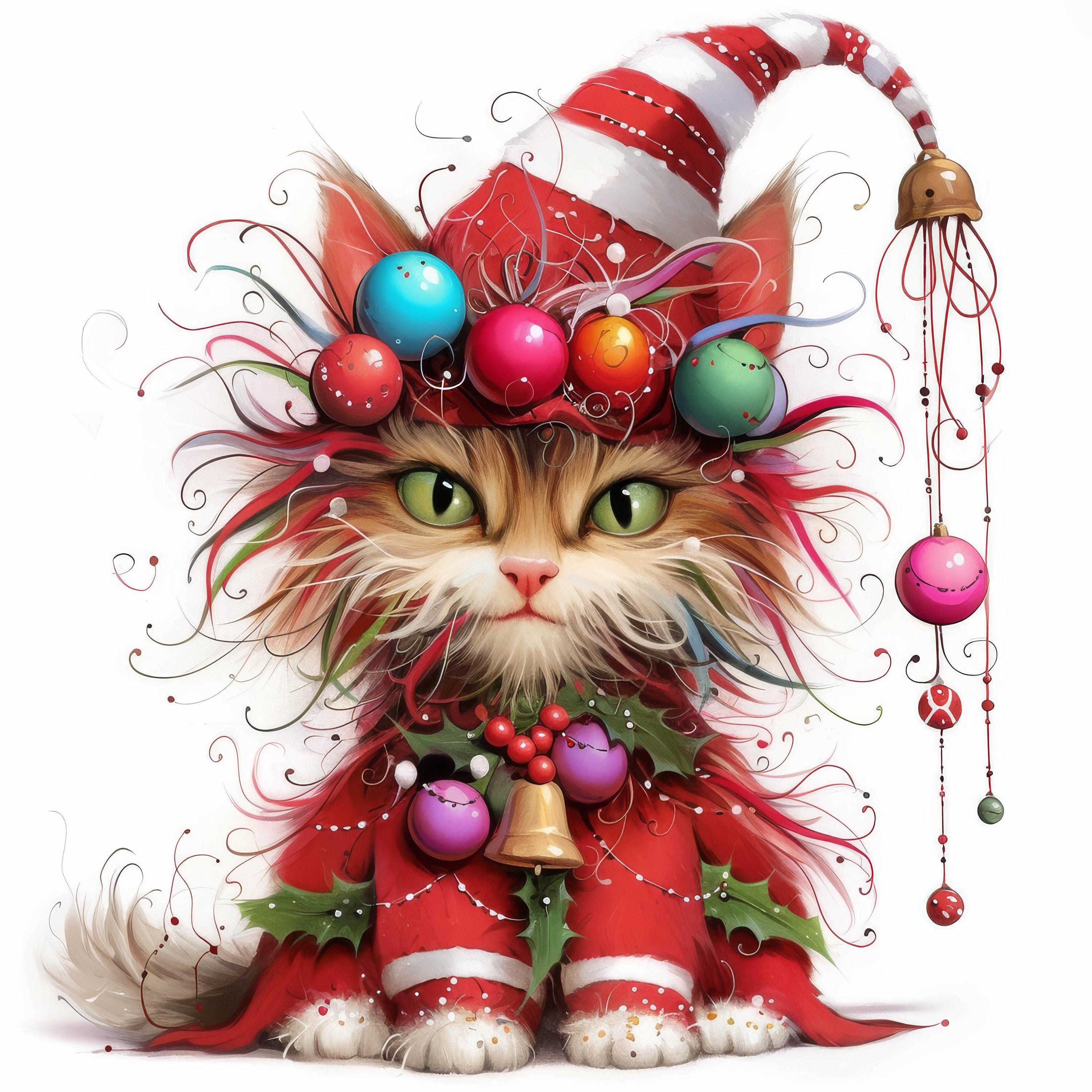 12 Cute Christmas Cat Clipart | Santa Cat Clipart | Printable ...