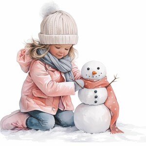 10 Winter Kid and Snowman Clipart Bundle, Snow Day Fun Illustration ...