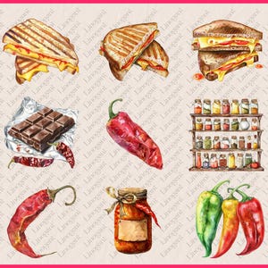 Watercolor Chili Clipart Bundle, Mexican Pepper Clip Art Set, Hot Chili ...