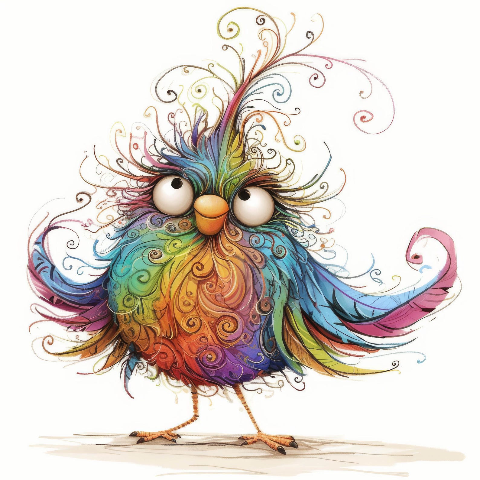 Frazzled Bird Clip Art 13 High Res Watercolor Jpgs for Junk Journaling ...