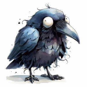 Grumpy Crow Clip Art 10 High Res Watercolor Jpgs Junk Journals ...