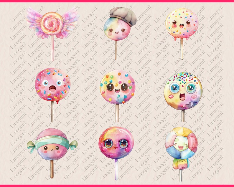 40 PNG Cute Lollipop Clipart, Kawaii Pink Lolly Clipart, Candy With ...
